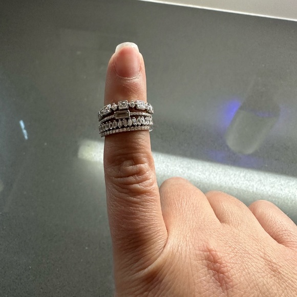 Jewelry | Princess Emerald Cut Cz Stackable Ring Cubic Zirconia 925 Sterling Silver 14k | Poshmark